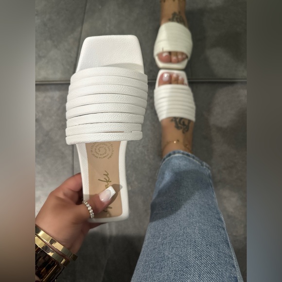 Shoes | Nwt White Square Front Sandal | Poshmark